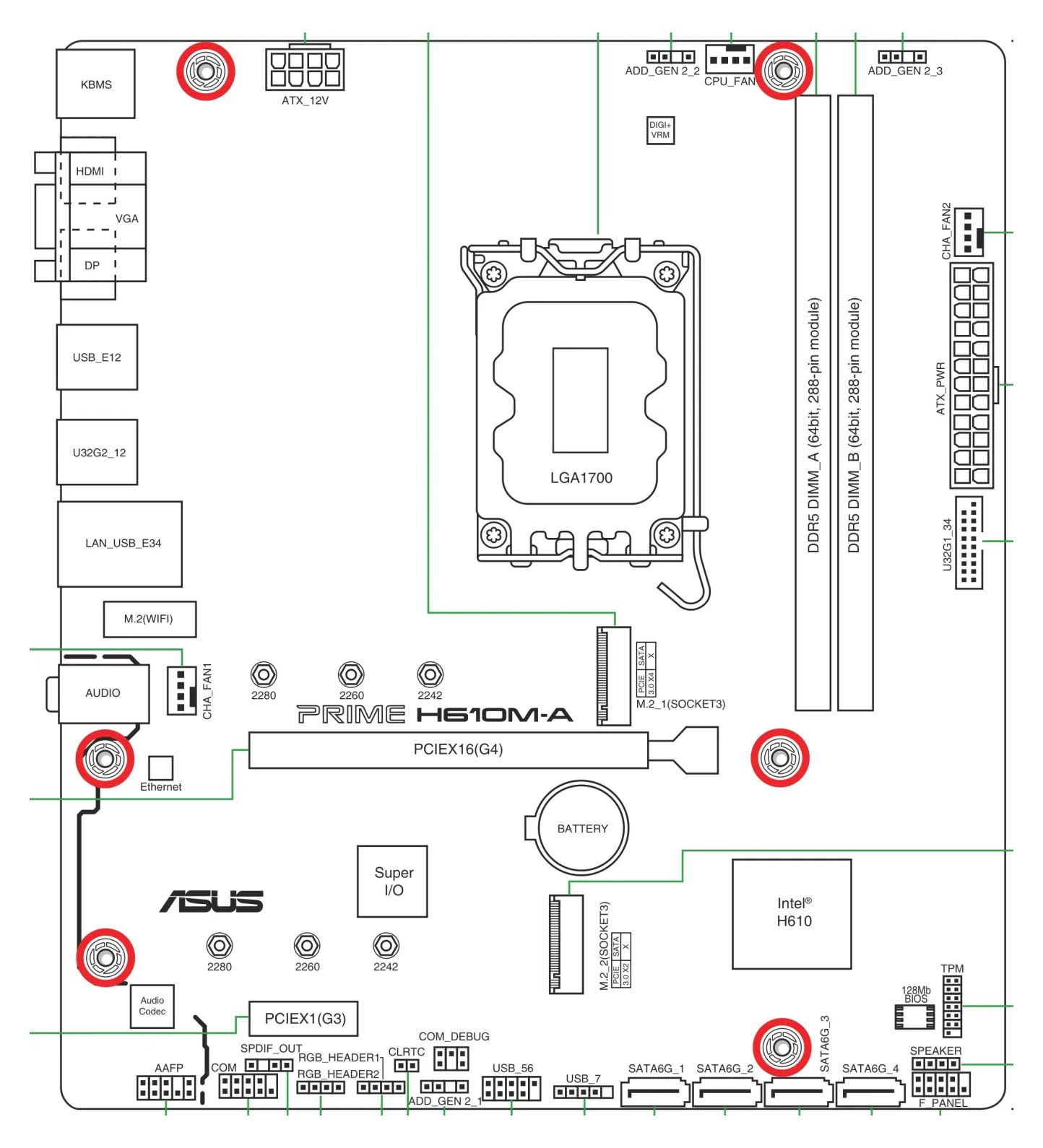 ASUS PRIME H610M-A-CSM anakart - inventus